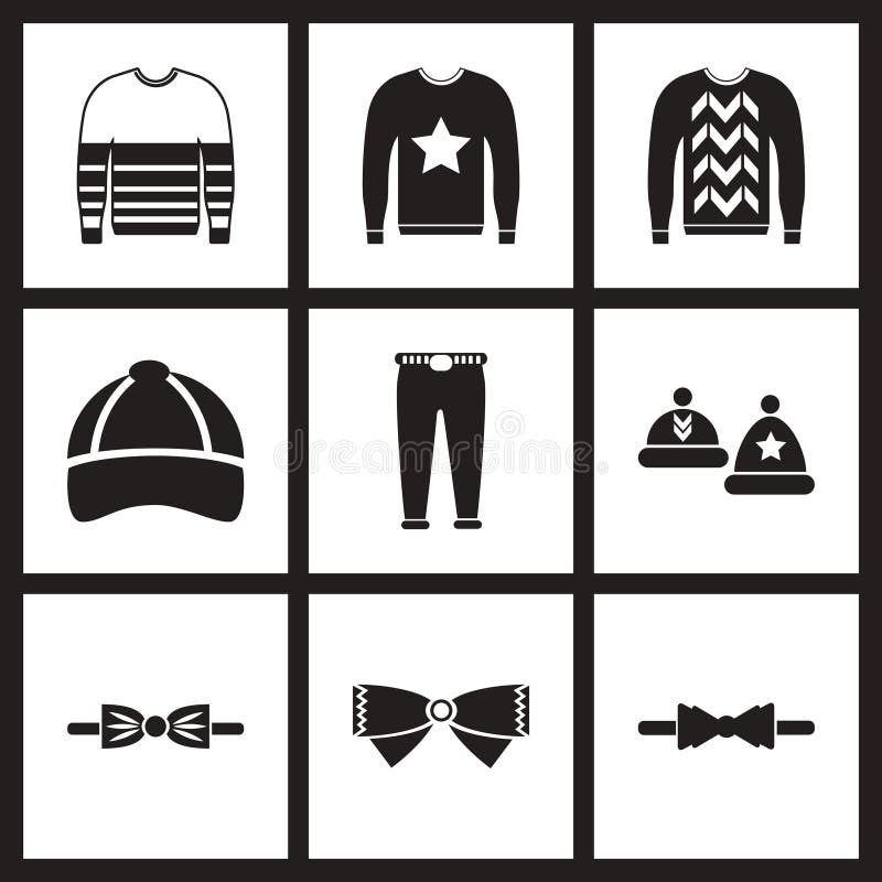 Concept Flat Icons in Black and White Men Wear Stock Vector ...