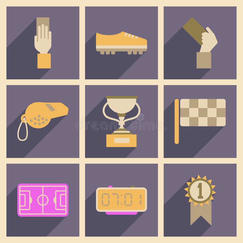 Concept of Flat Icons with Long Shadow Football Stock Vector ...