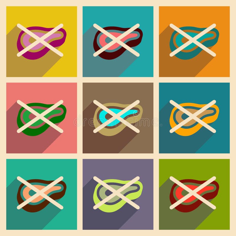 Concept of Flat Icons with Long Shadow Meat Ban Stock Vector ...