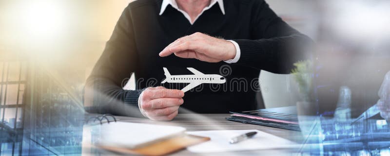 Concept of Flight Insurance Multiple Exposure Stock Image - Image of ...