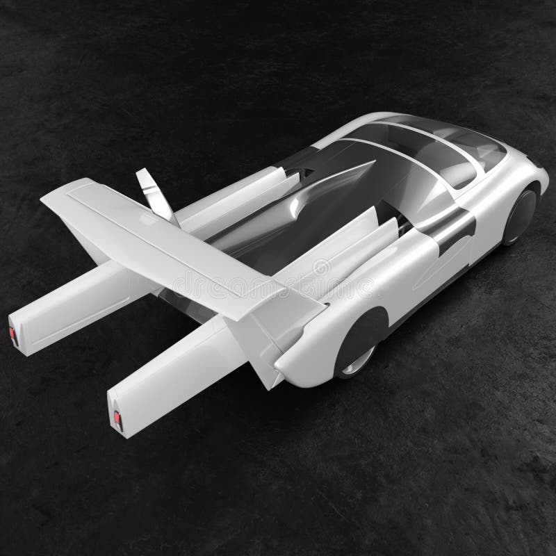 Concept of a Flying Car. Flying Car. Studio Render. 3D Illustration ...