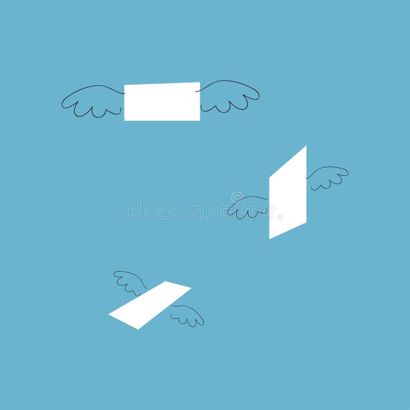 Concept Flying Letters in Sky. Flat Design Colored Vector Illustration ...