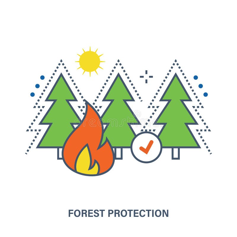 Concept of Forest Fire Protection. Stock Vector - Illustration of ...