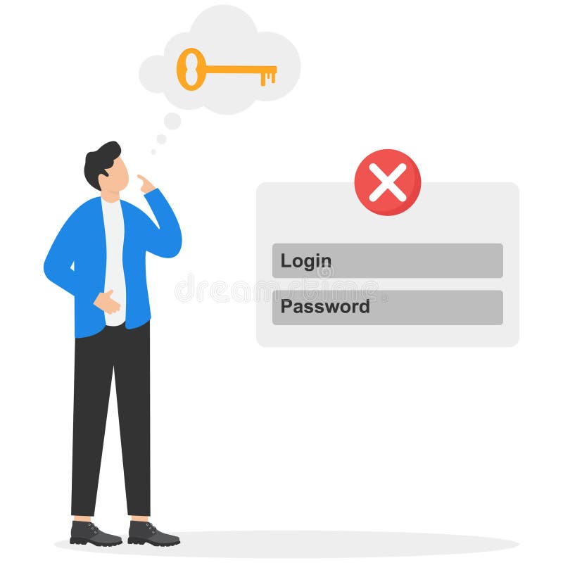 Concept of Forgotten Password, Key, Account Access. Man Forgot the ...