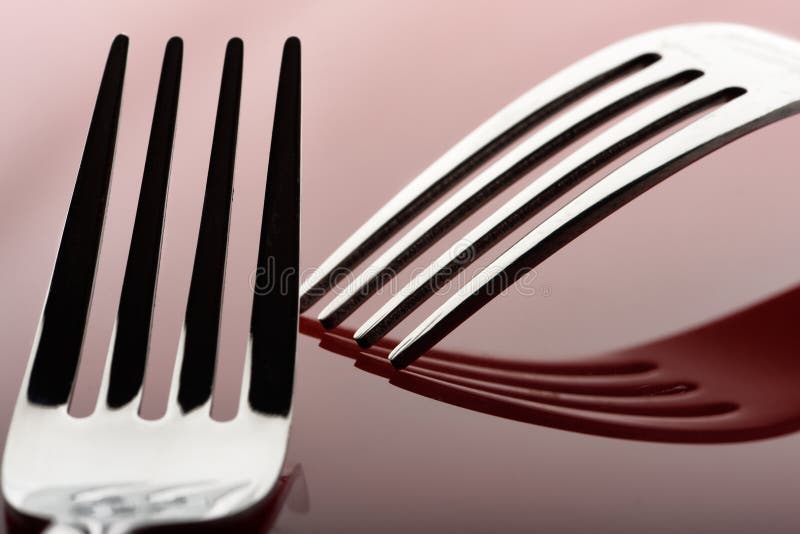 Concept with Fork on Red Background VI Stock Photo - Image of silver ...