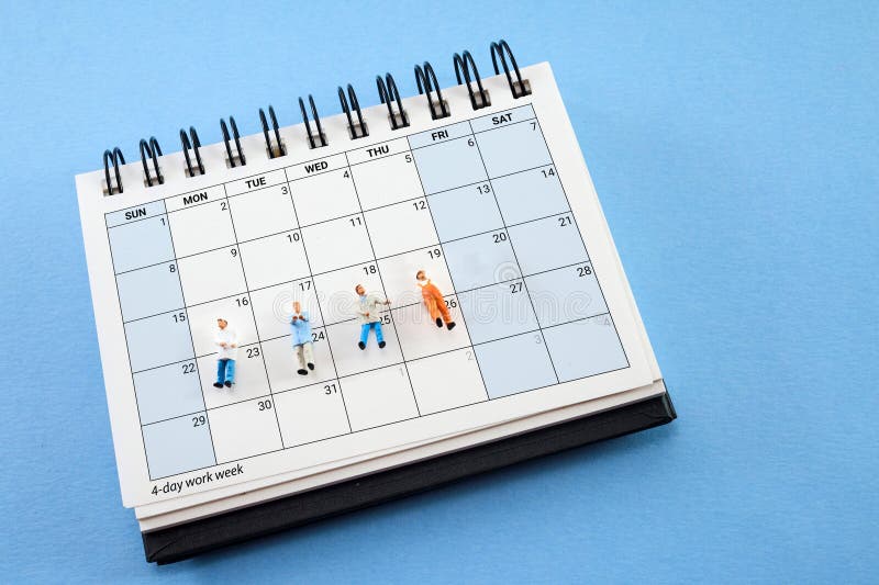 Concept of Four-day Work Week. Printed Calendar for a 4 Day Working ...