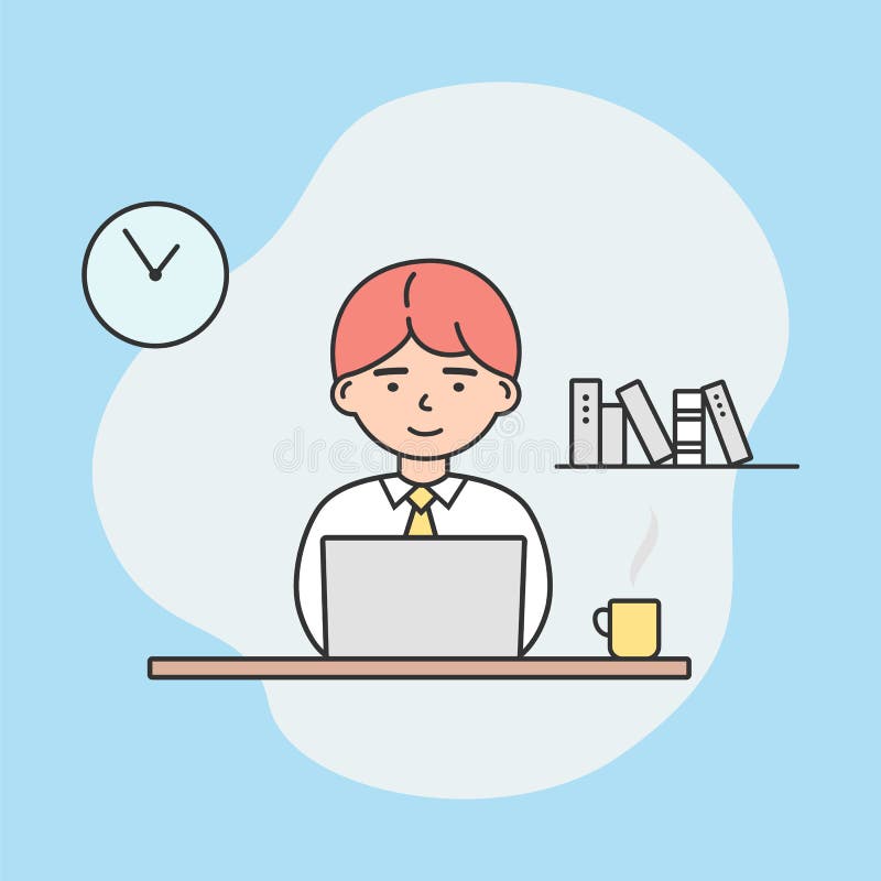 Concept of Freelance Work. Freelancer is Working on the Laptop Sitting ...