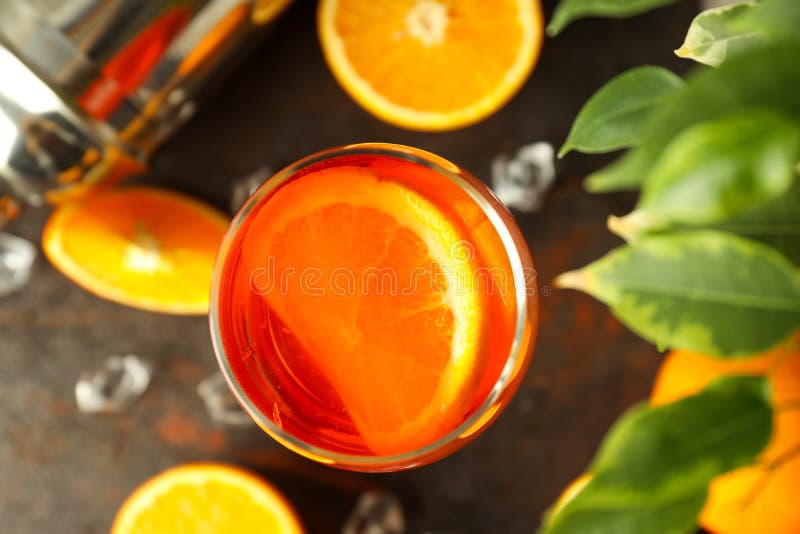 Concept of Fresh Alcohol Drink, Aperol Spritz, Top View Stock Image ...