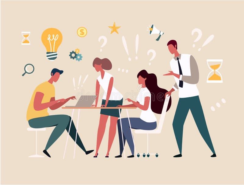 Team Solving a Jigsaw Puzzle Stock Illustration - Illustration of ...