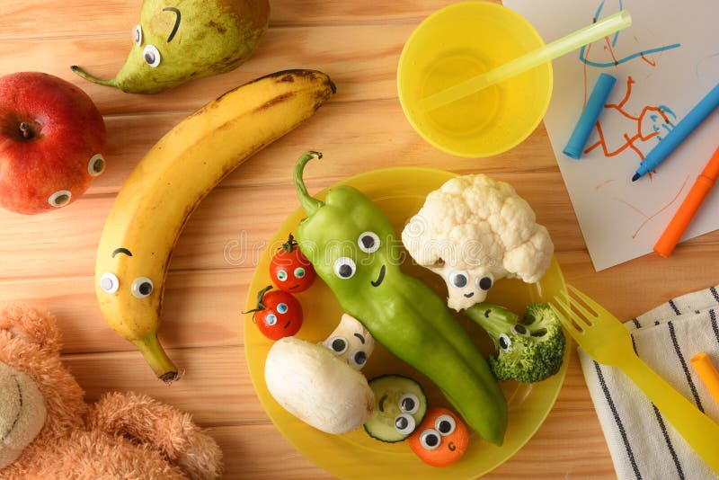Concept of Fun Fruit and Vegetables Served for a Child Stock Image ...