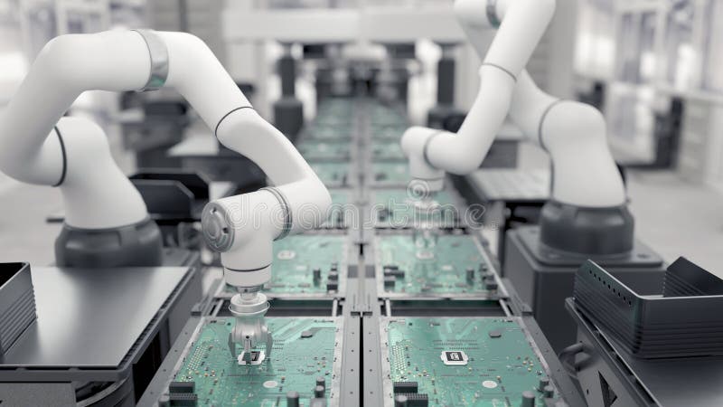 Concept Future. High Precision Robot Arms. Bright Electronics Factory ...