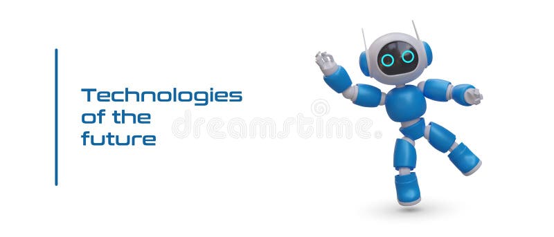 Concept of Future Technologies. Cute Realistic Robot is Balancing on ...