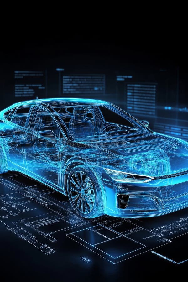 Concept Futuristic Car Hologram, Modern Automotive Engineering and ...