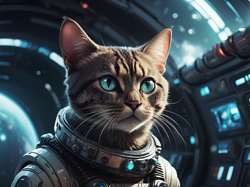 Concept Futuristic Cat in SciFi Space Background - Generated by Ai ...