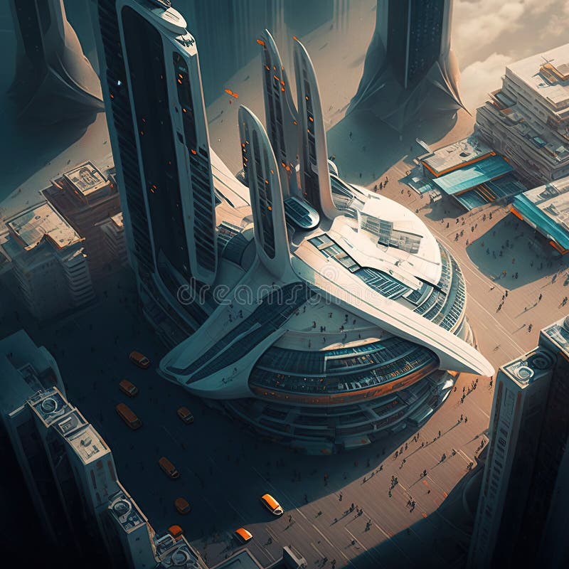 Concept of Futuristic City Concept from Aerial View Stock Illustration ...