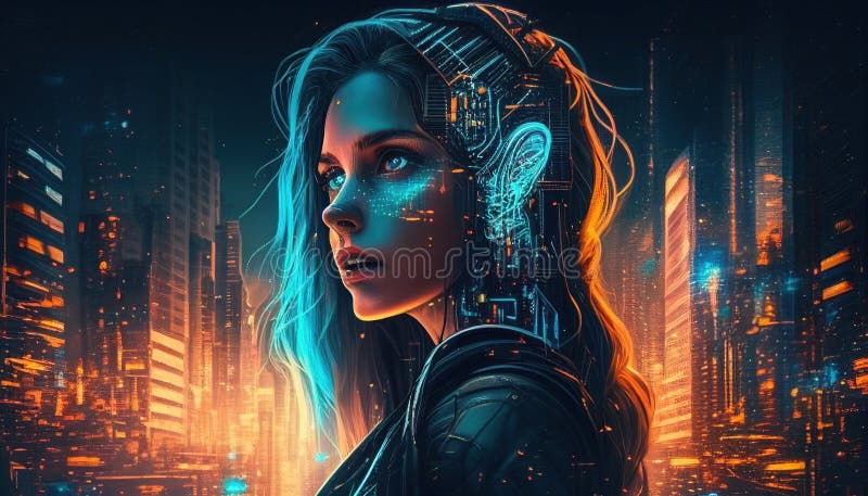 Robot Woman of the Future with Artificial Intelligence by Generative AI ...