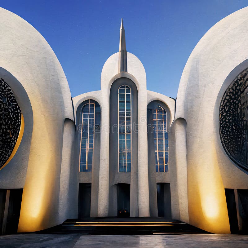 Concept for a Futuristic Synagogue Stock Illustration - Illustration of ...