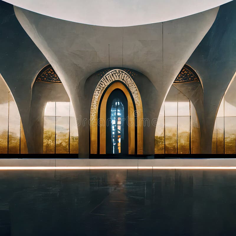 Concept for a Futuristic Synagogue Stock Illustration - Illustration of ...