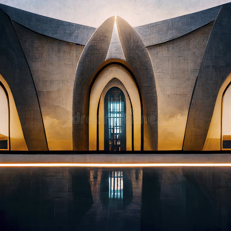 Concept for a Futuristic Synagogue Stock Illustration - Illustration of ...