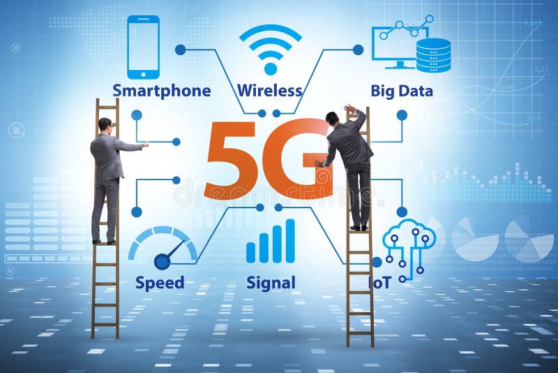 Concept of 5g Fast Networks with Businessman Stock Photo - Image of ...