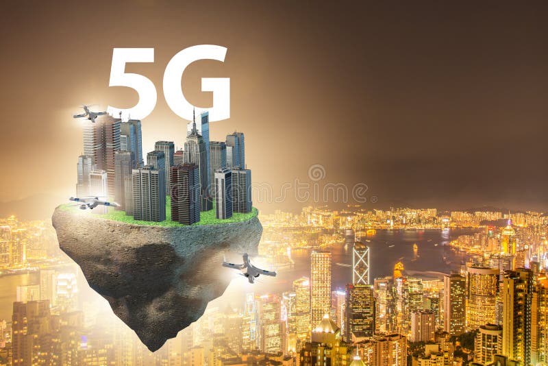 Concept of 5g Technology with Floating Island Stock Image - Image of ...