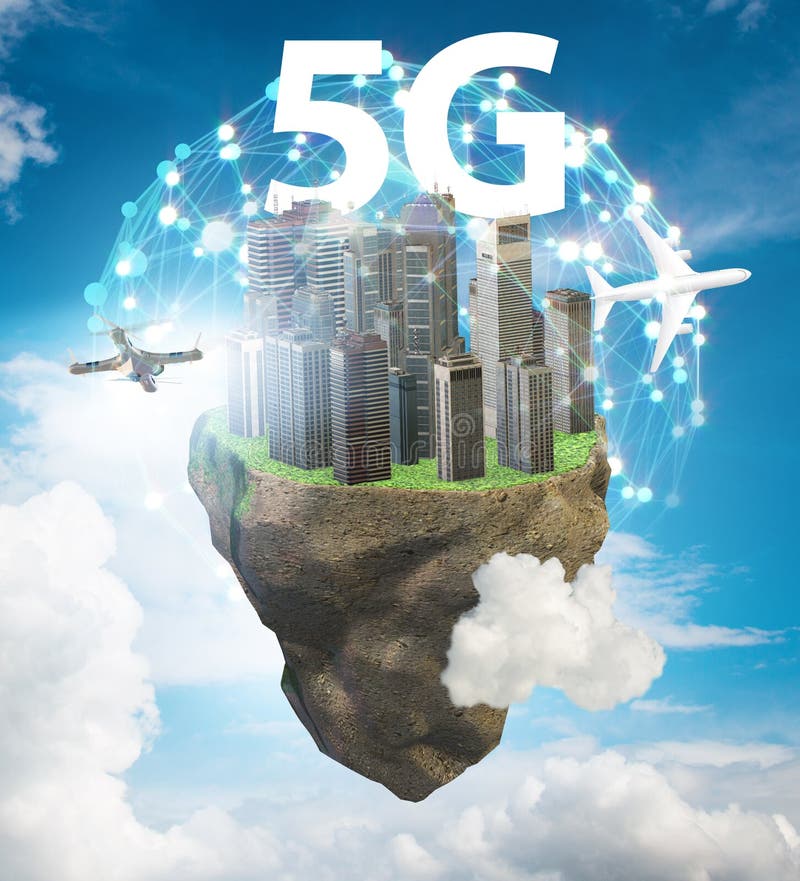 Concept of 5g Technology with Floating Island Stock Image - Image of ...