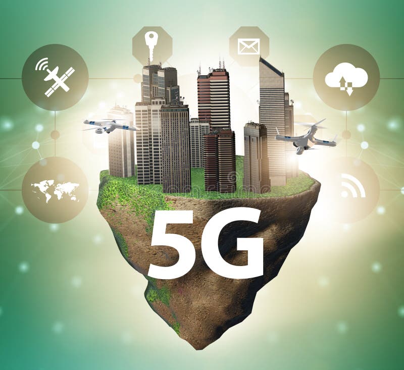 Concept of 5g Technology with Floating Island Stock Image - Image of ...
