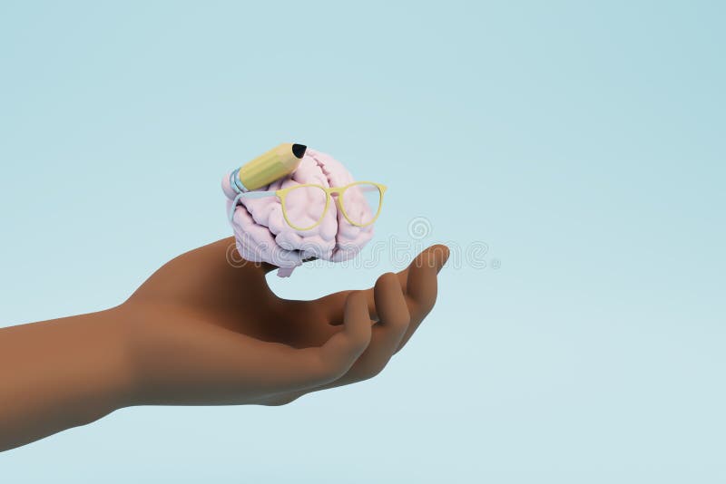 The Concept of Gaining Knowledge. the Hand on Which the Brain is in ...