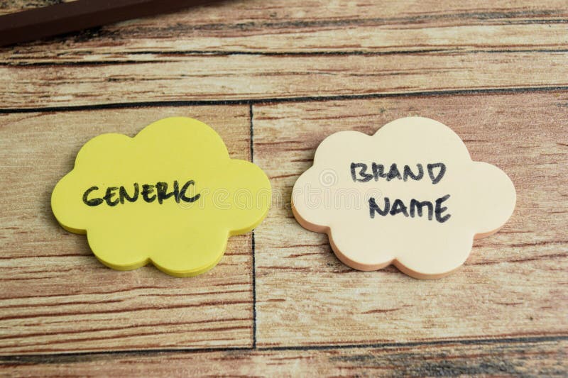 Concept of Generic or Brand Name Write on Sticky Notes Isolated on ...