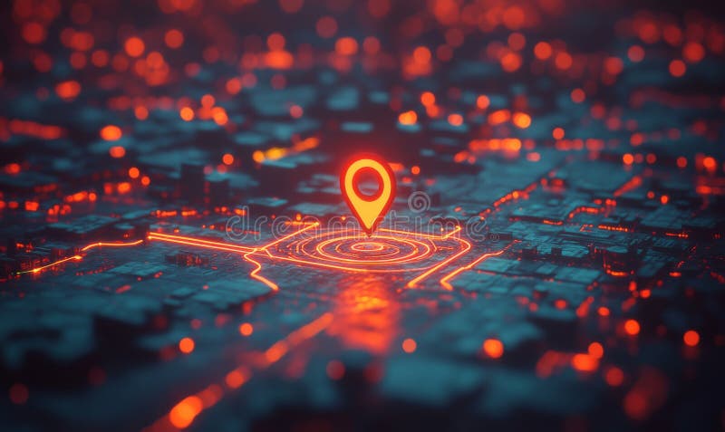 Concept of Geofencing, Featuring a Digital Map with Virtual Boundaries ...