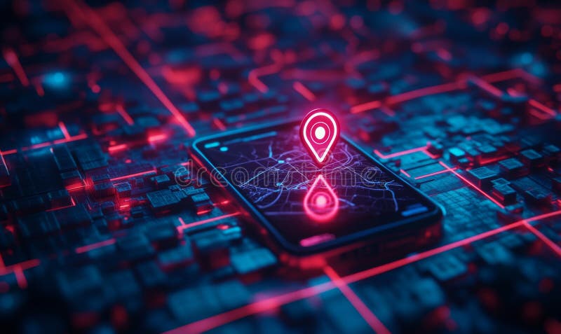 Concept of Geofencing, Featuring a Digital Map with Virtual Boundaries ...