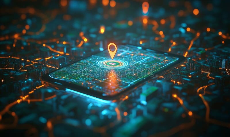 Concept of Geofencing, Featuring a Digital Map with Virtual Boundaries ...