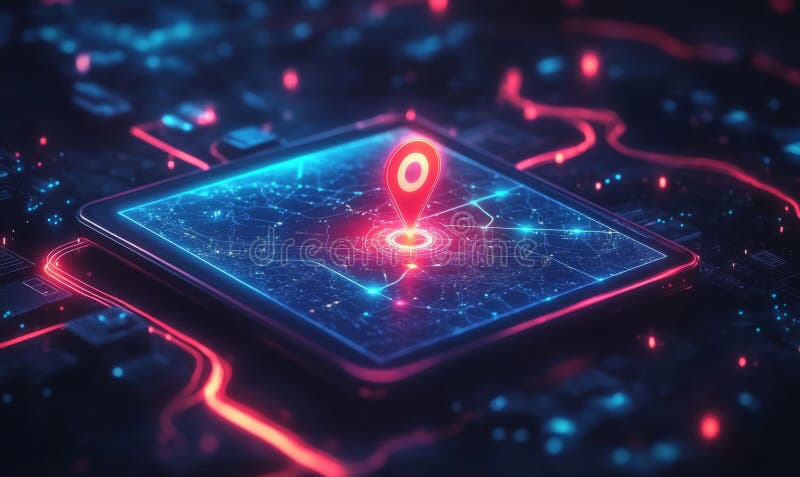 Concept of Geofencing, Featuring a Digital Map with Virtual Boundaries ...