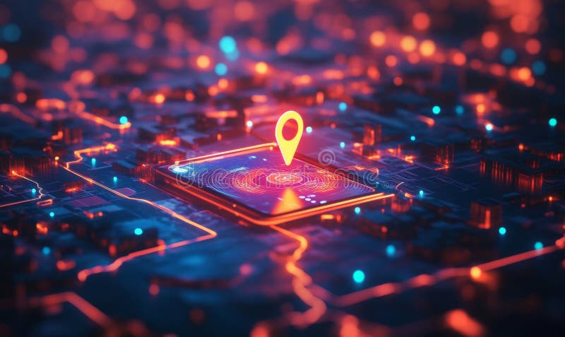 Concept of Geofencing, Featuring a Digital Map with Virtual Boundaries ...