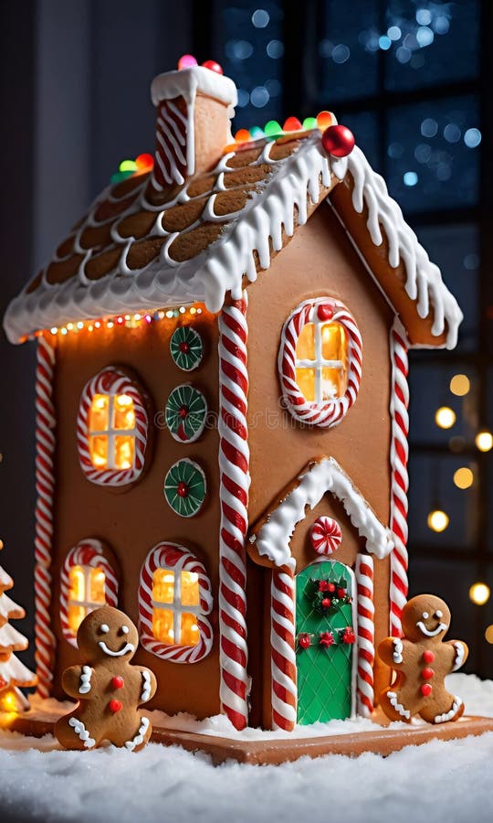 A Ginger House with Gingers and Candy Canes. Generative AI Stock Photo ...