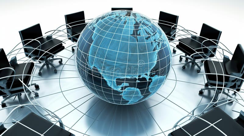 Concept of Global Business Communication. 3d Generative Ai Stock ...