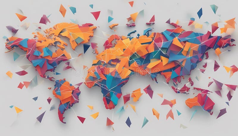 Concept of Global Business Expansion, with Abstract World Map Fragments ...