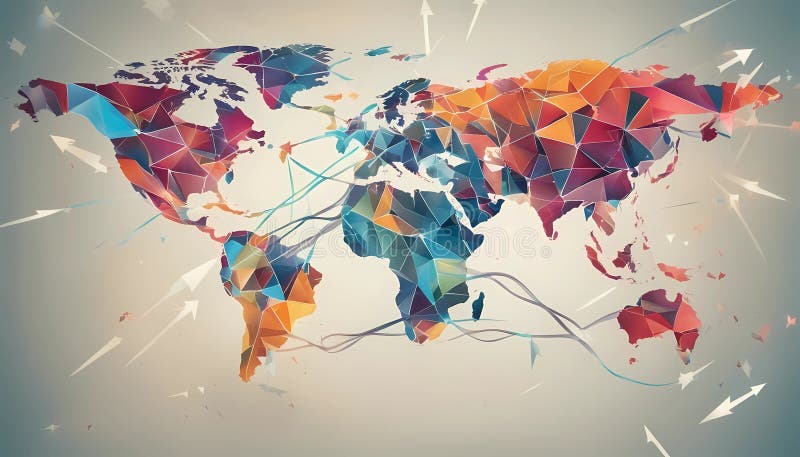 Concept of Global Business Expansion, with Abstract World Map Fragments ...