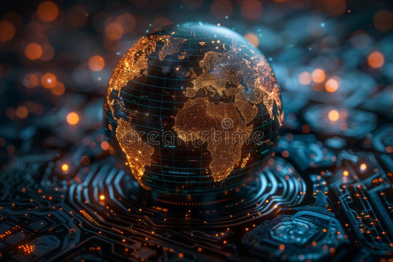 Concept of Global Business. Planet Earth in Global Network Connections ...