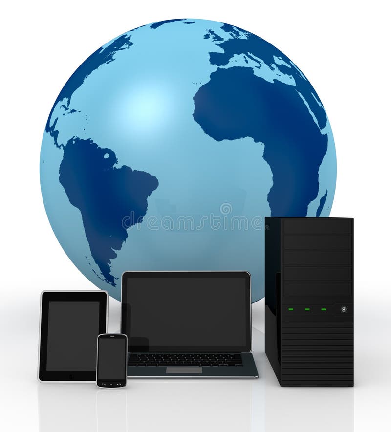 Computers Around the World stock illustration. Illustration of computer ...