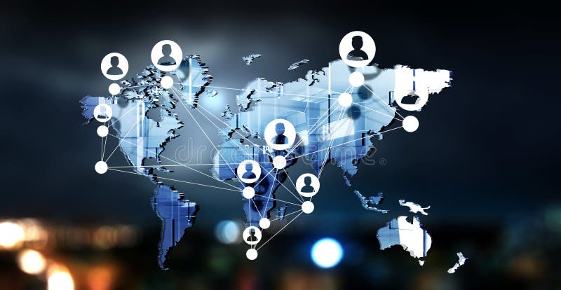 Concept of Global Networking Stock Photo - Image of blue, icon: 136049968