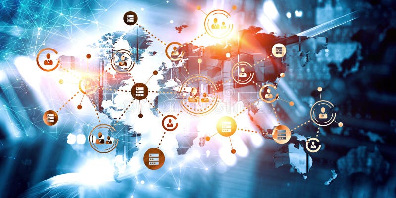 Concept of Global Networking Stock Illustration - Illustration of blue ...