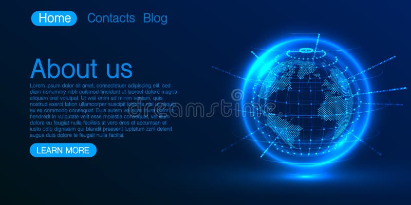 Concept Global Planet Earth Point Blue Background. Stock Vector ...