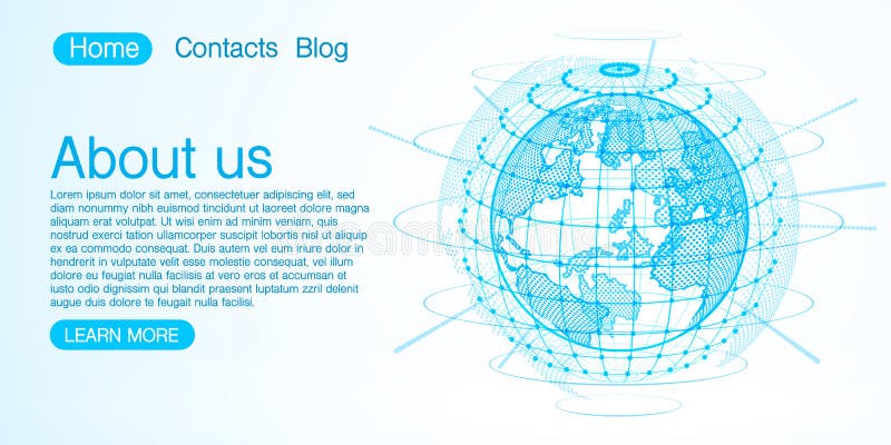 Concept Global Planet Earth Point Blue Background. Stock Vector ...