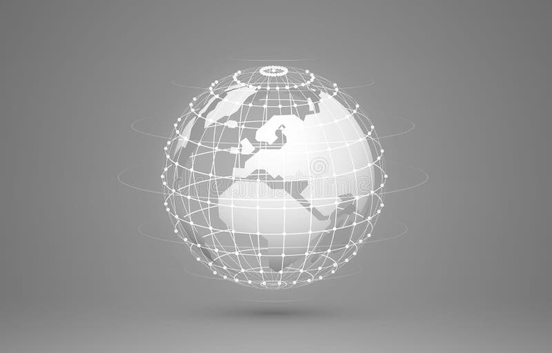 Concept Global Planet Earth Point Grey Background. Stock Vector ...