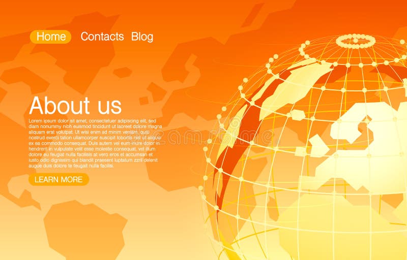 Concept Global Planet Earth Point Orange Background. Stock Vector ...