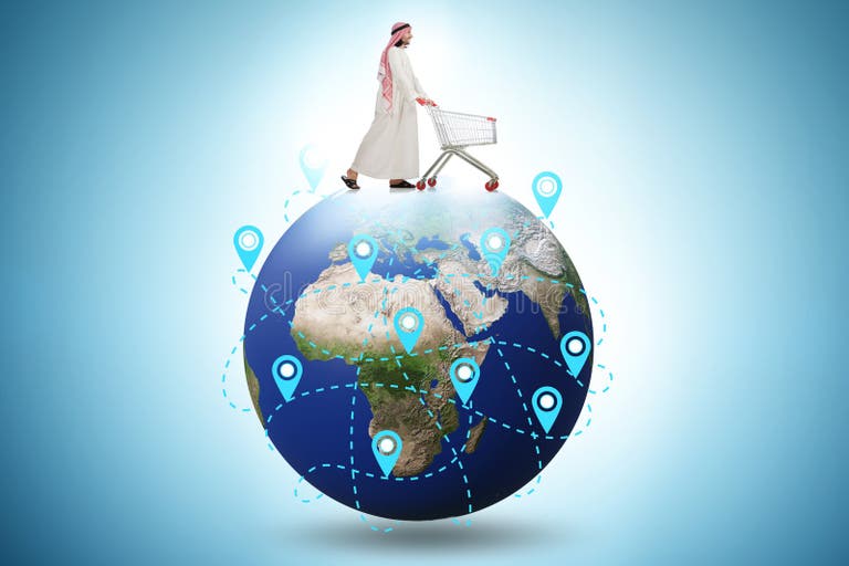 Concept of Global Shopping with Globe and Shopper Stock Image - Image ...