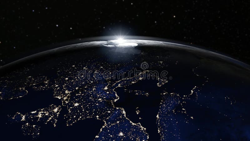 Tech Earth Globalization in 3d Animation. Global Business Dots on ...