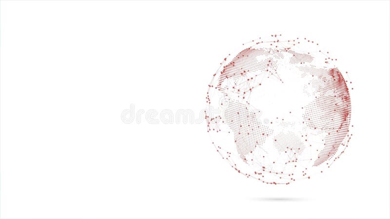 Tech Earth Globalization in 3d Animation. Global Business Dots on ...
