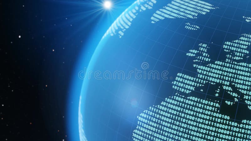 Tech Earth Globalization in 3d Animation. Global Business Dots on ...